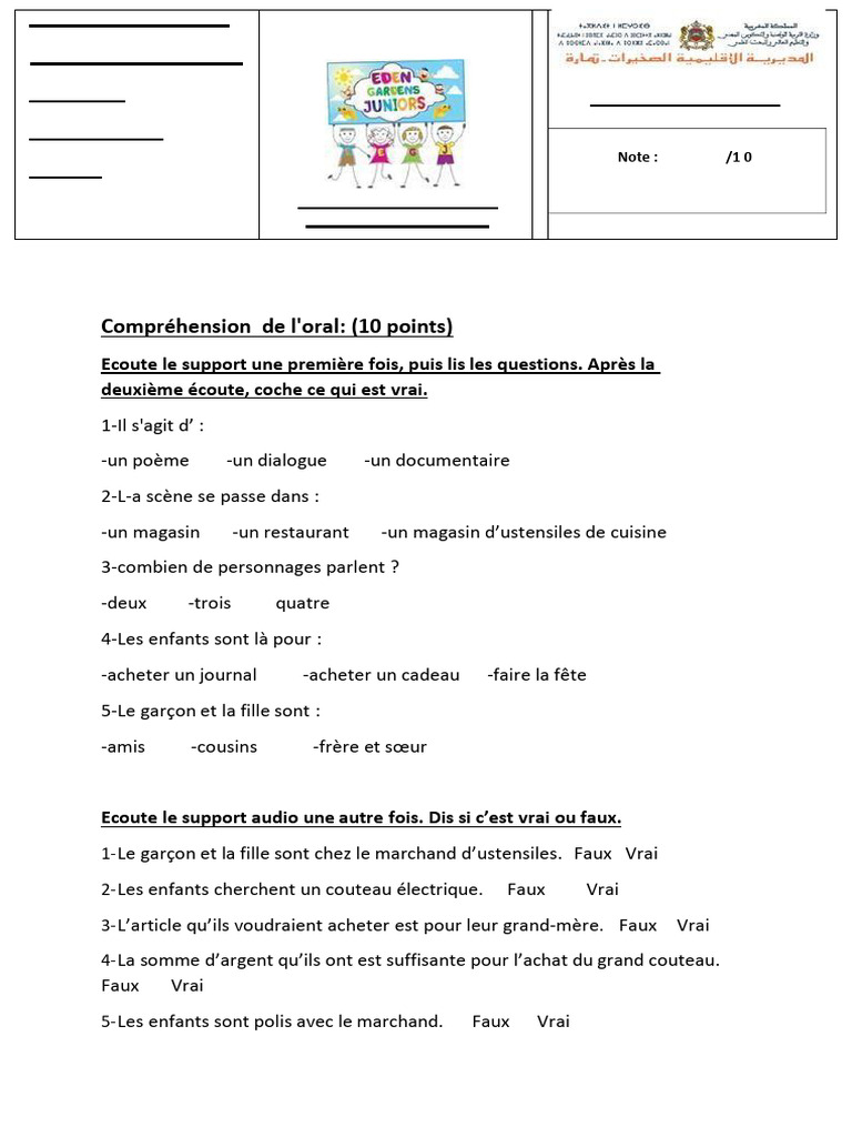 0 - Activité Orale. | PDF