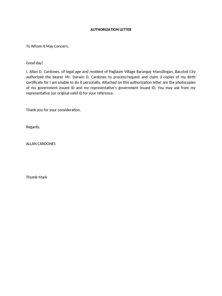 Authorization for Birth Certificate | PDF