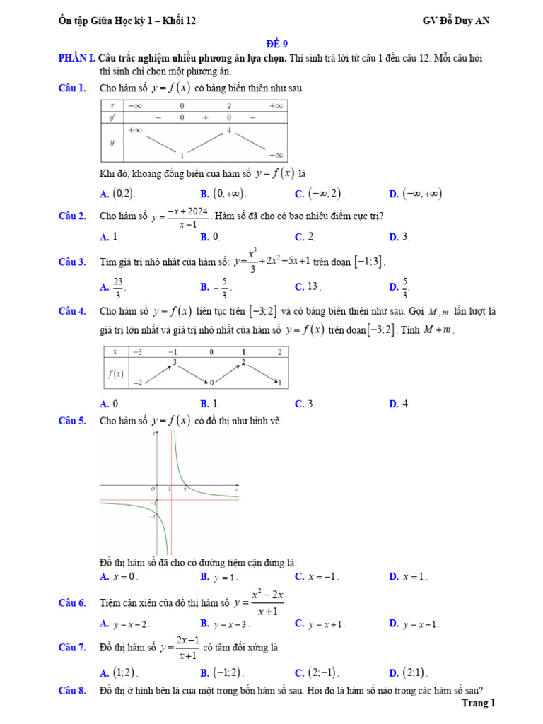 Ôn GHK1-K12-Đề 9-12 | PDF