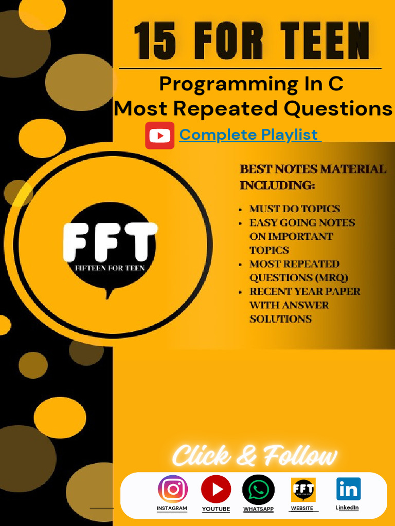 15forteen - Prog in C - Most Repeated | PDF | Pointer (Computer ...