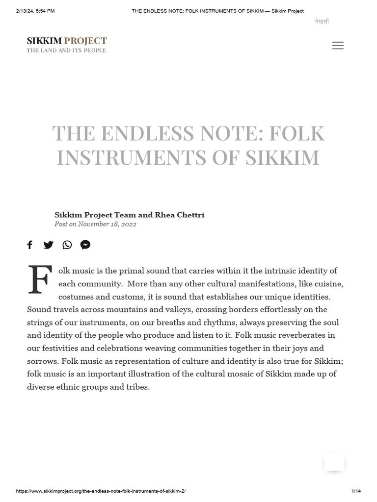 THE ENDLESS NOTE - FOLK INSTRUMENTS OF SIKKIM - Sikkim Project | PDF ...