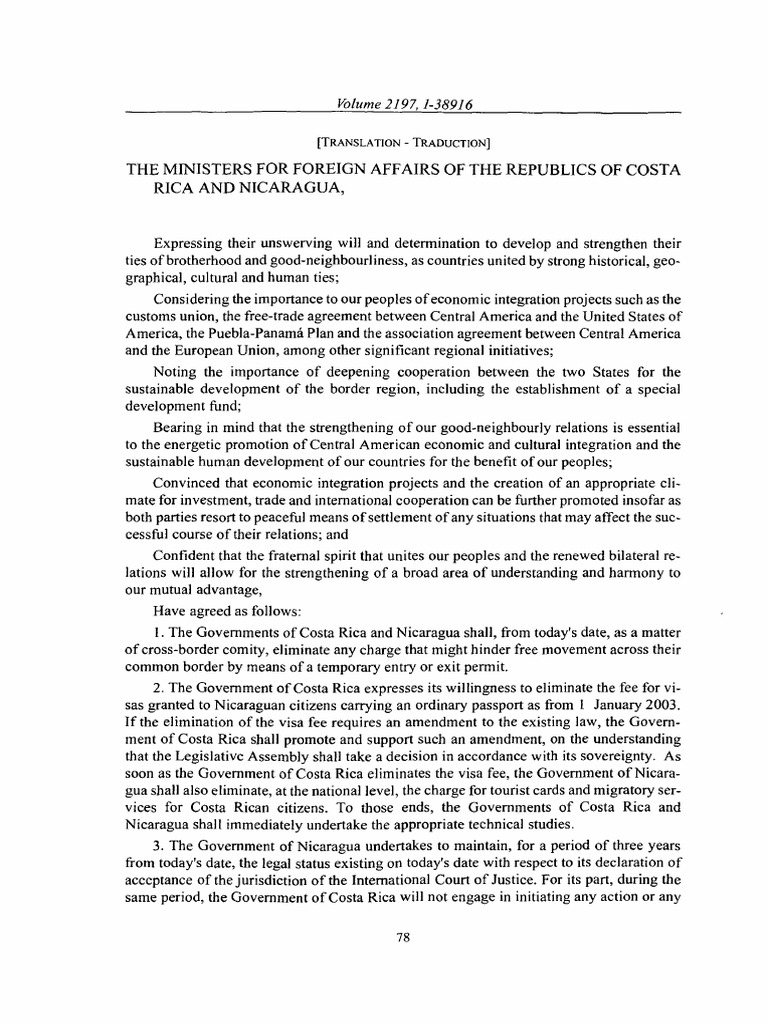 Original PDF Tovar Caldera Agreement 2002 | PDF | Costa Rica | Travel Visa