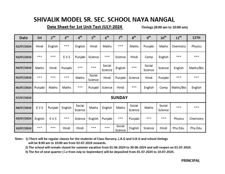 Revised Date Sheet | PDF