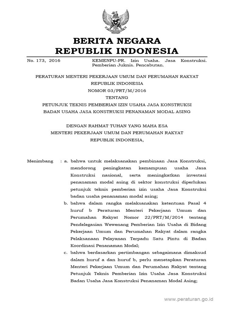 Petunjuk Teknis Izin Usaha Konstruksi Pdf