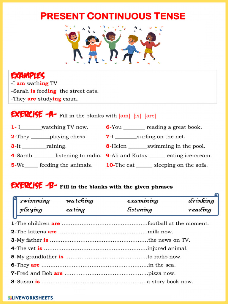 Present Continuous Worksheet | PDF
