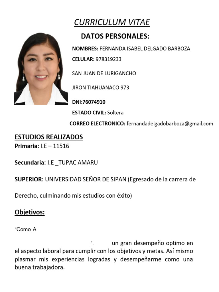 CV de Fernanda Delgado, Abogada | PDF | Crecimiento personal y ...
