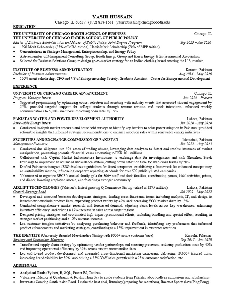 Hussain Yasir Resume | PDF | Marketing | Pakistan