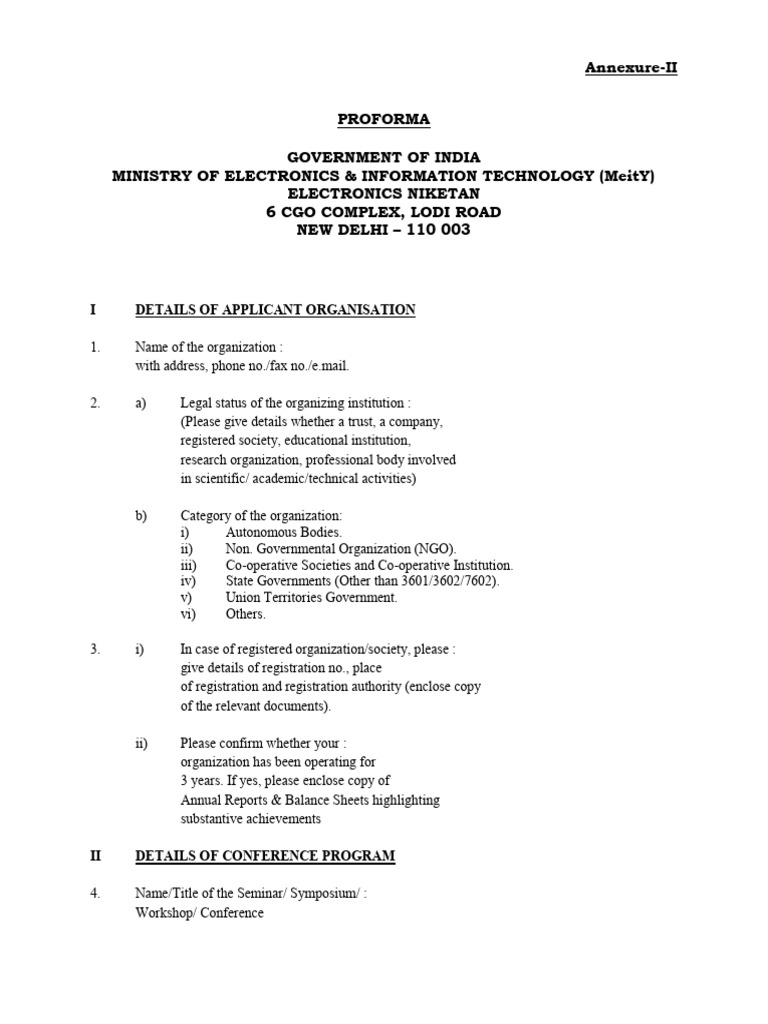 Annexure II (Proforma) | PDF | Expense