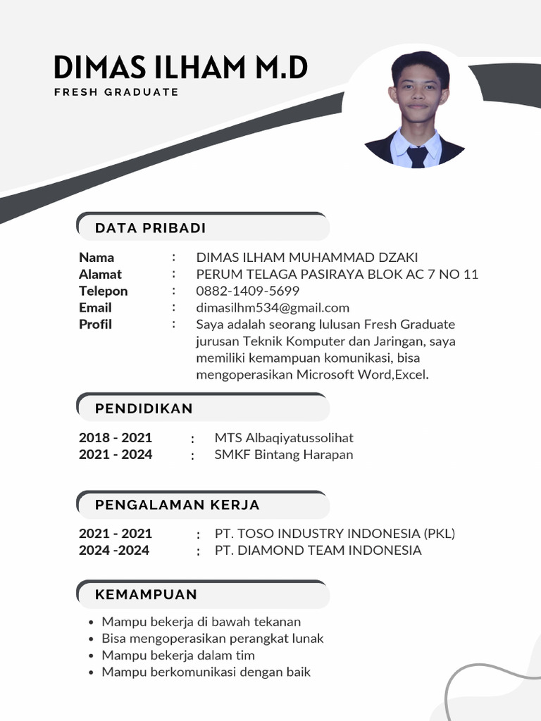 CV Dimas Ilham | PDF