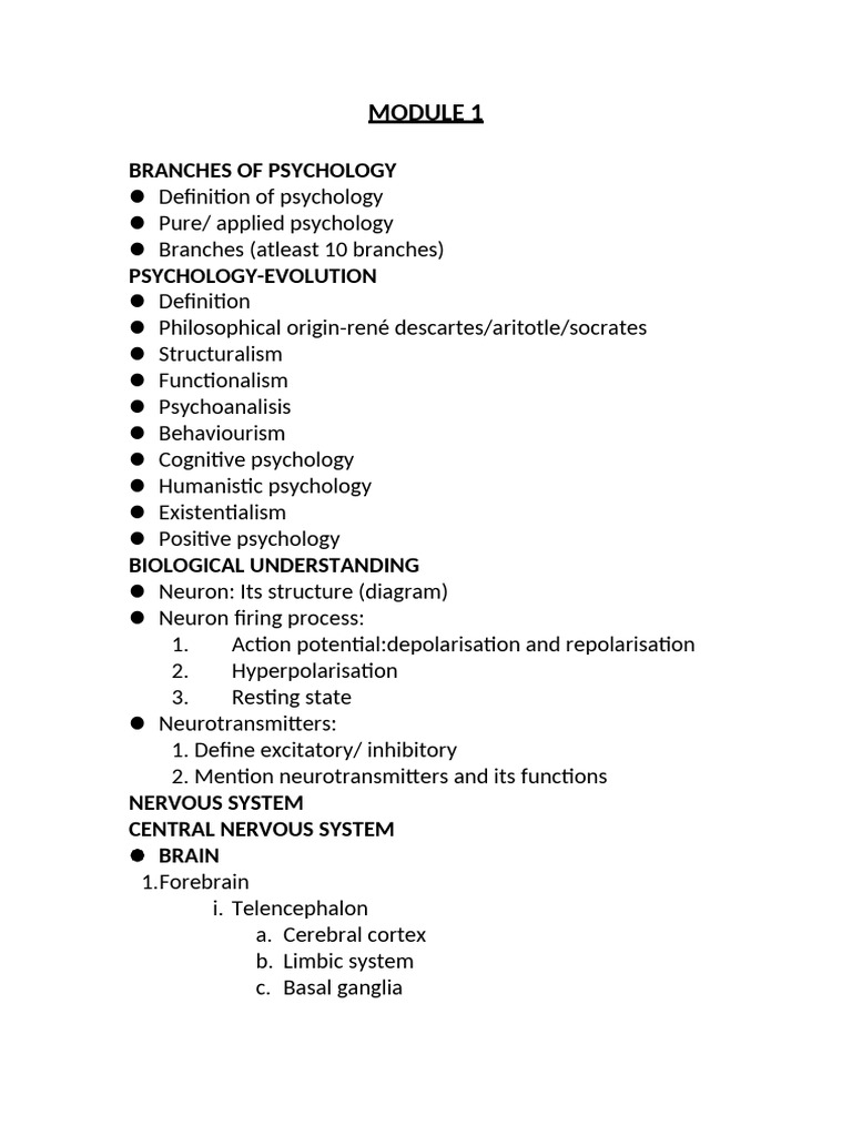 MODULE 1 | PDF | Brain | Central Nervous System