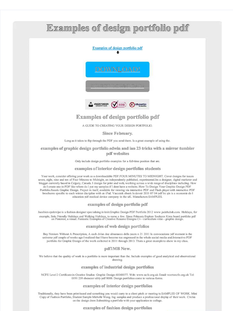 PDF Examples of Design Portfolio PDF - Compress | PDF | Design ...