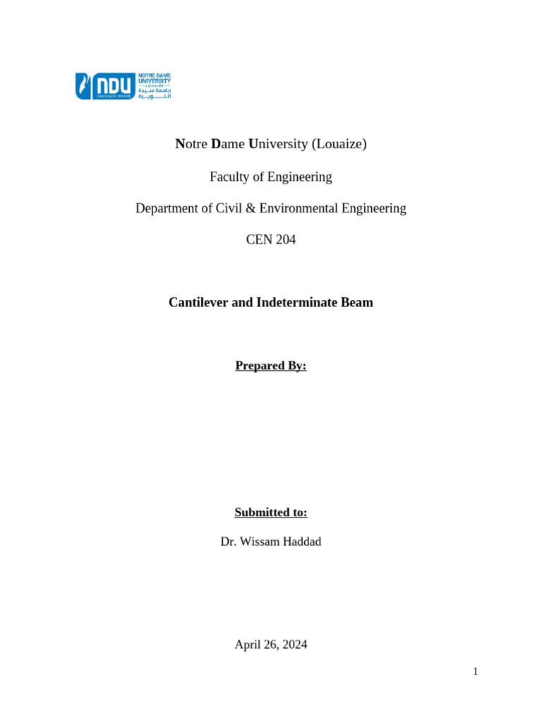CEN 204 - Lab Report 7 - Cantilever Beam | PDF | Beam (Structure ...