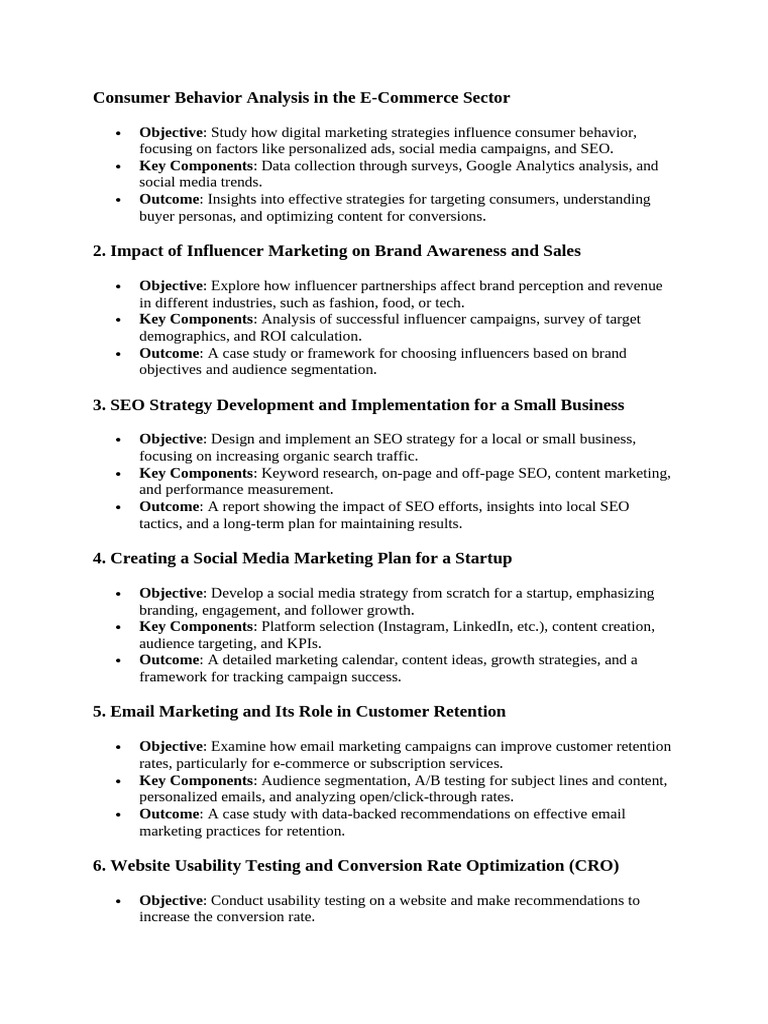 Digital Marketing Project Ideas | PDF | Digital Marketing | Marketing