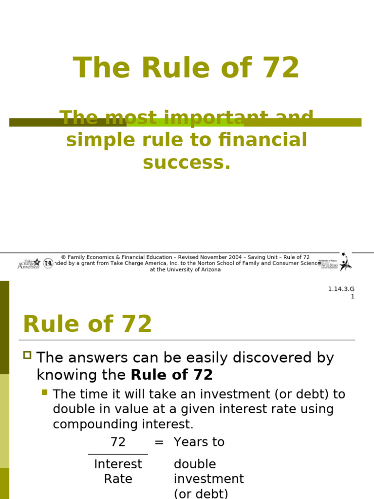 Rule of 72 | PDF | Interest | Interest Rates