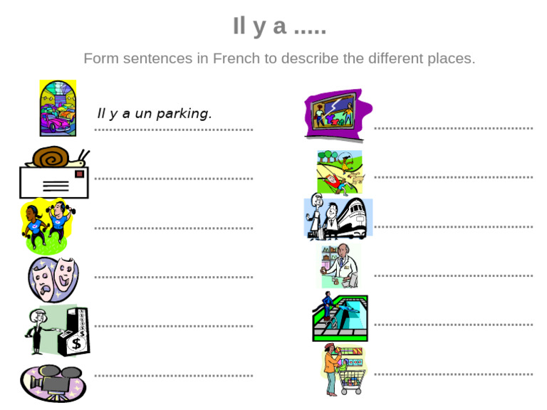 En Ville, Il y A Worksheet | PDF