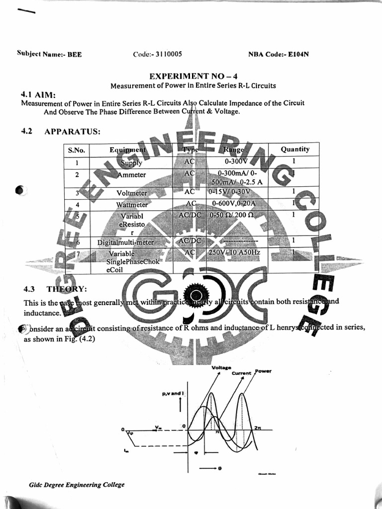 Bee exp 4 RL | PDF | Electrical Impedance | Voltage