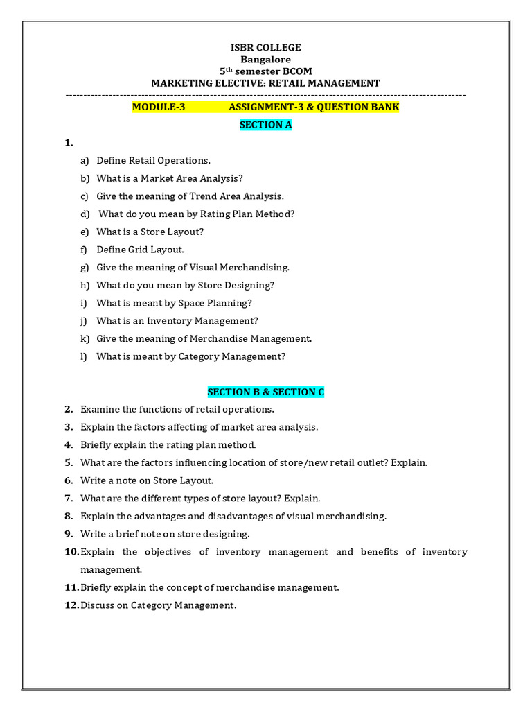 BCOM Retail Management Guide | PDF