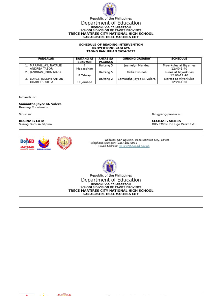 Intervention Plan Template - READING | PDF