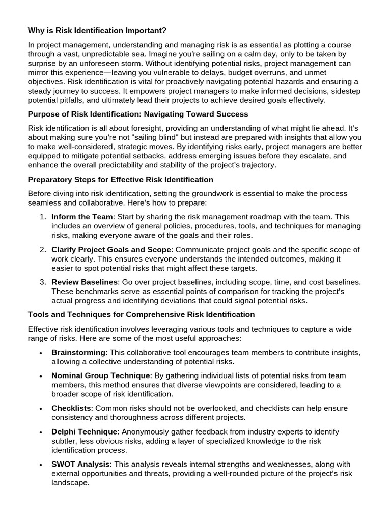 Why Is Risk Identification Important | PDF | Risk | Project Management