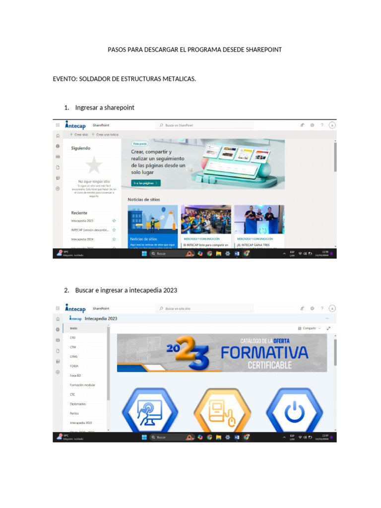 Pasos para Descargar El Programa Desede Sharepoint | PDF | Negocios