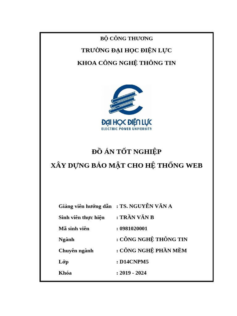 Mau Trinh Bay Do An - Khoa Luan TN - Khoa CNTT | PDF