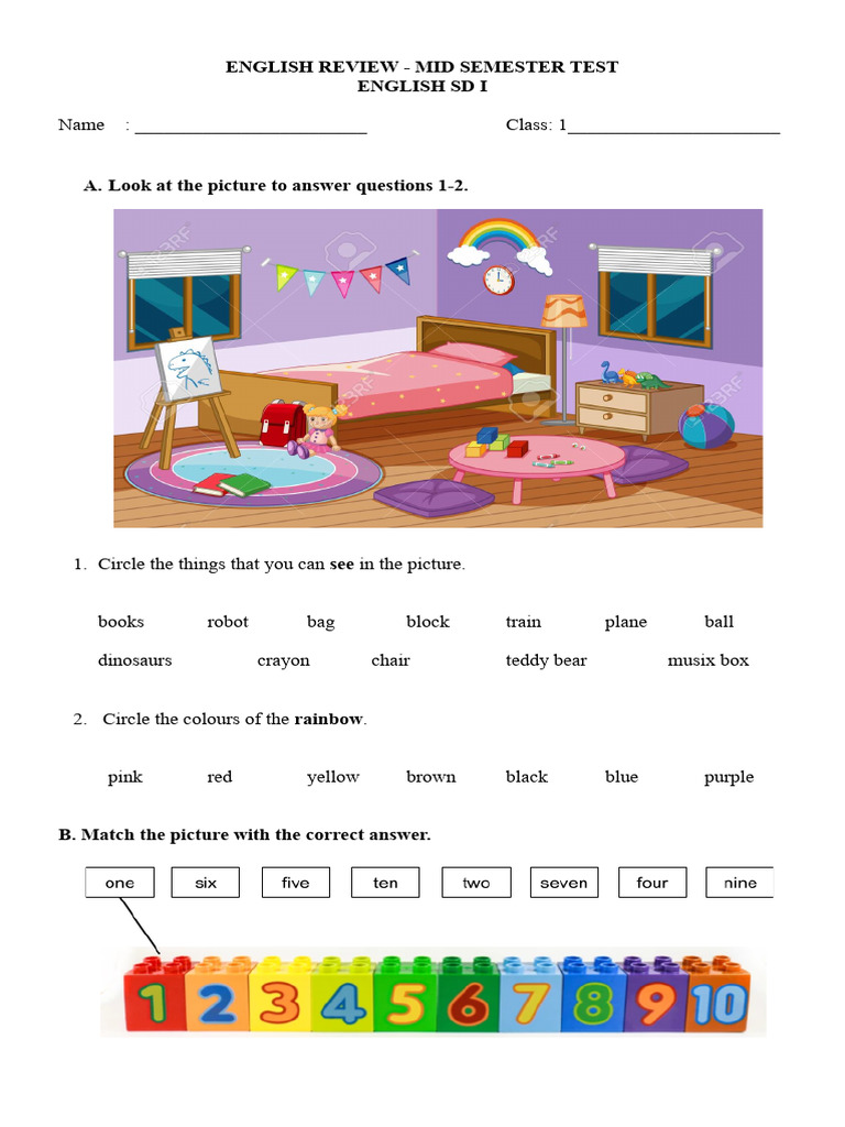Grade 1 English Review Test | PDF | Teaching Methods & Materials | Home ...