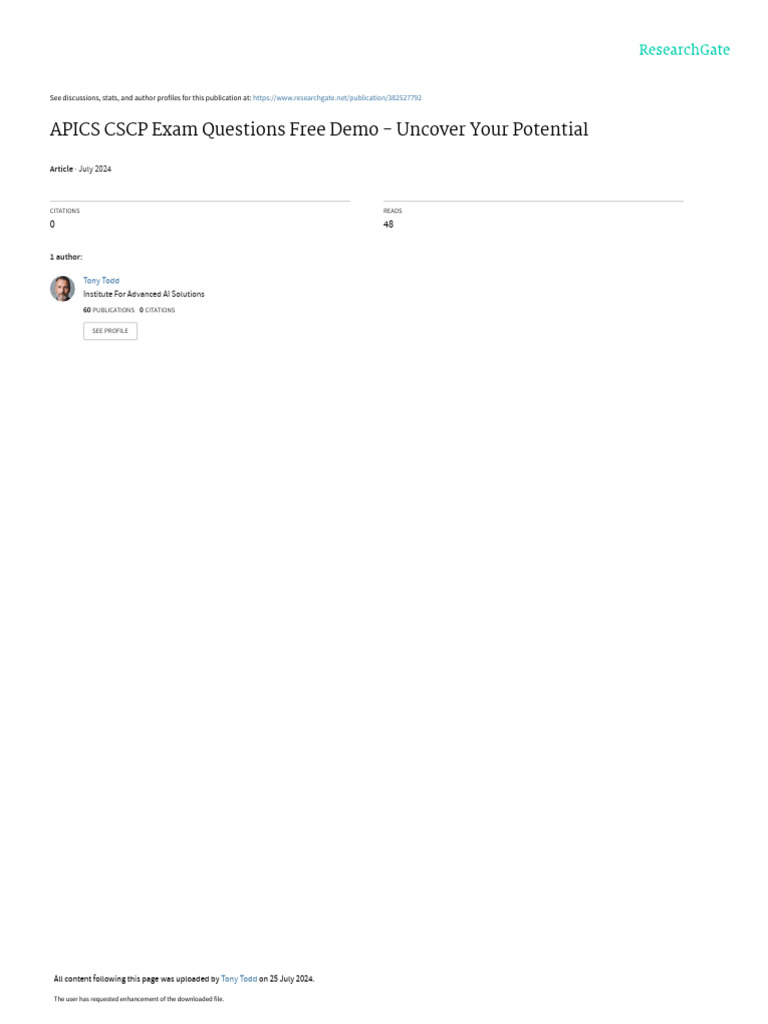 APICS CSCP Exam Questions Free Demo | PDF | Supply Chain | Computing