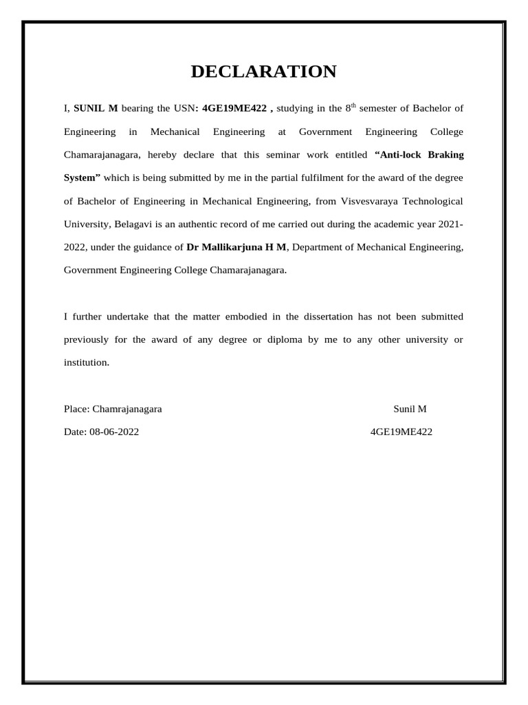 declaration ABS | PDF