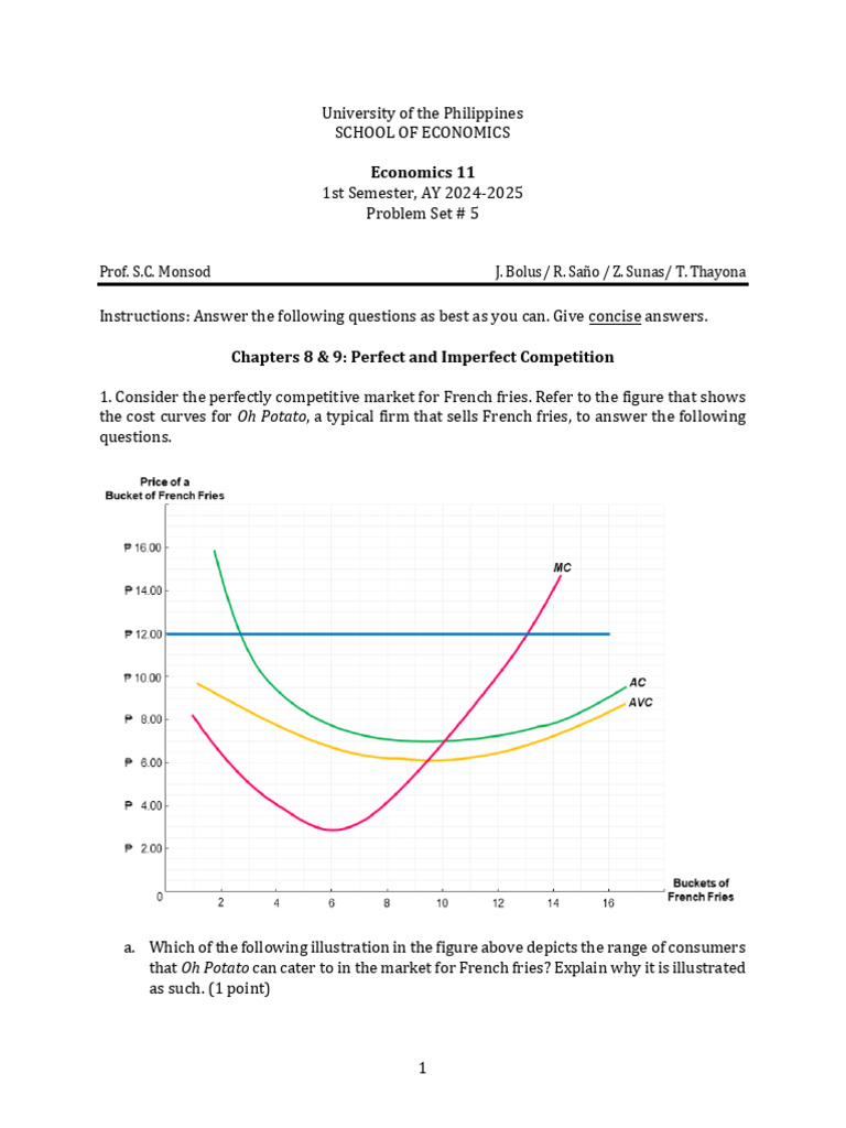 Econ 11 Exercise 5 Questions | PDF | Economics | Business Economics