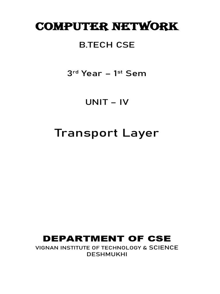 UNIT - IV Transport layer | PDF | Transmission Control Protocol | Network Socket