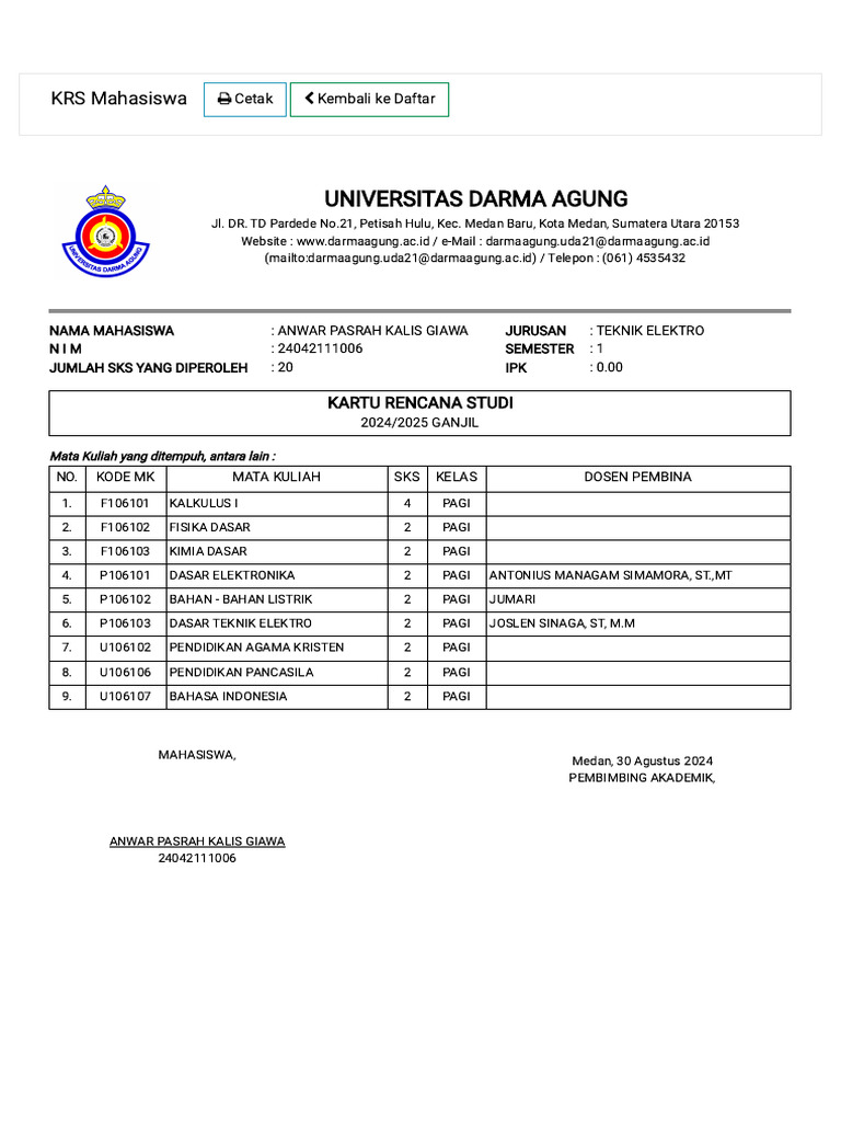 KRS Mahasiswa | PDF