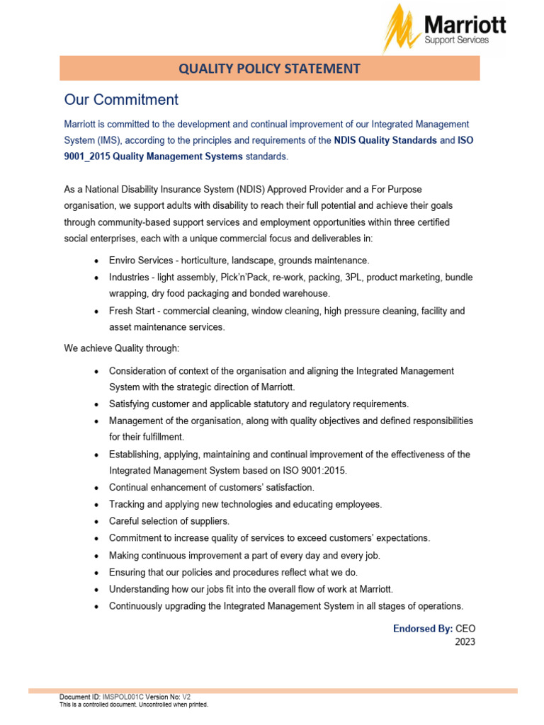 Policy Statement Quality | PDF | Quality Management | Business