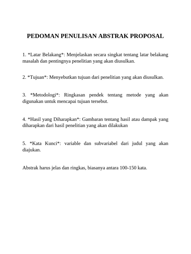 Pedoman Penulisan Abstrak Proposal | PDF