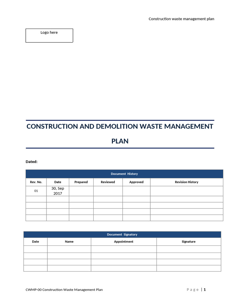 CWMP-00 Construction Waste Management Plan | PDF | Waste Management | Waste