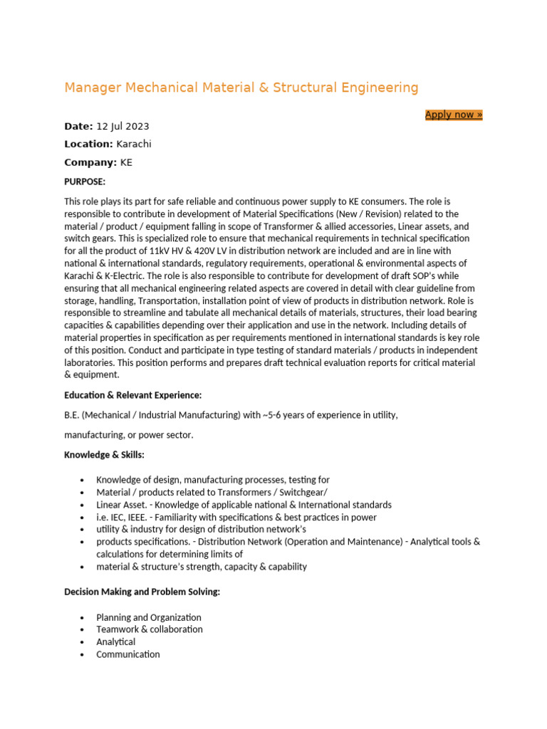 JD | PDF | Specification (Technical Standard) | Evaluation