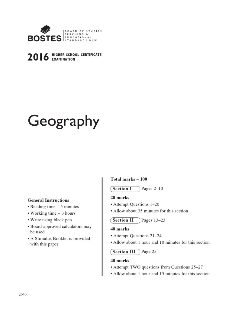 2016-hsc-geography | PDF | Geography | Sustainability