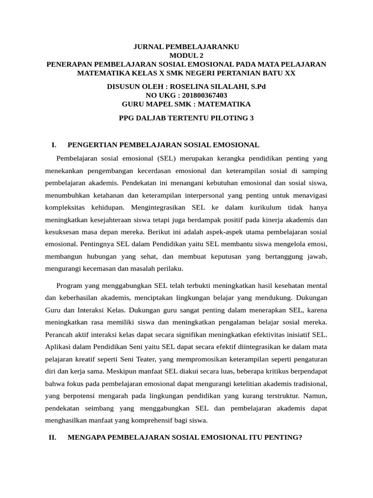 Jurnal Pembelajaran Sosial Emosional Ka Bita | PDF | Karier & Perkembangan | Pengembangan Diri