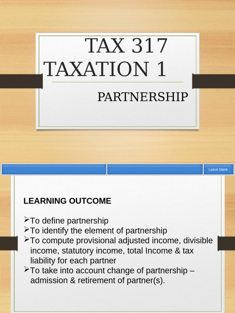 Divisible Income in Partnership Taxation | PDF | Partnership | Taxes