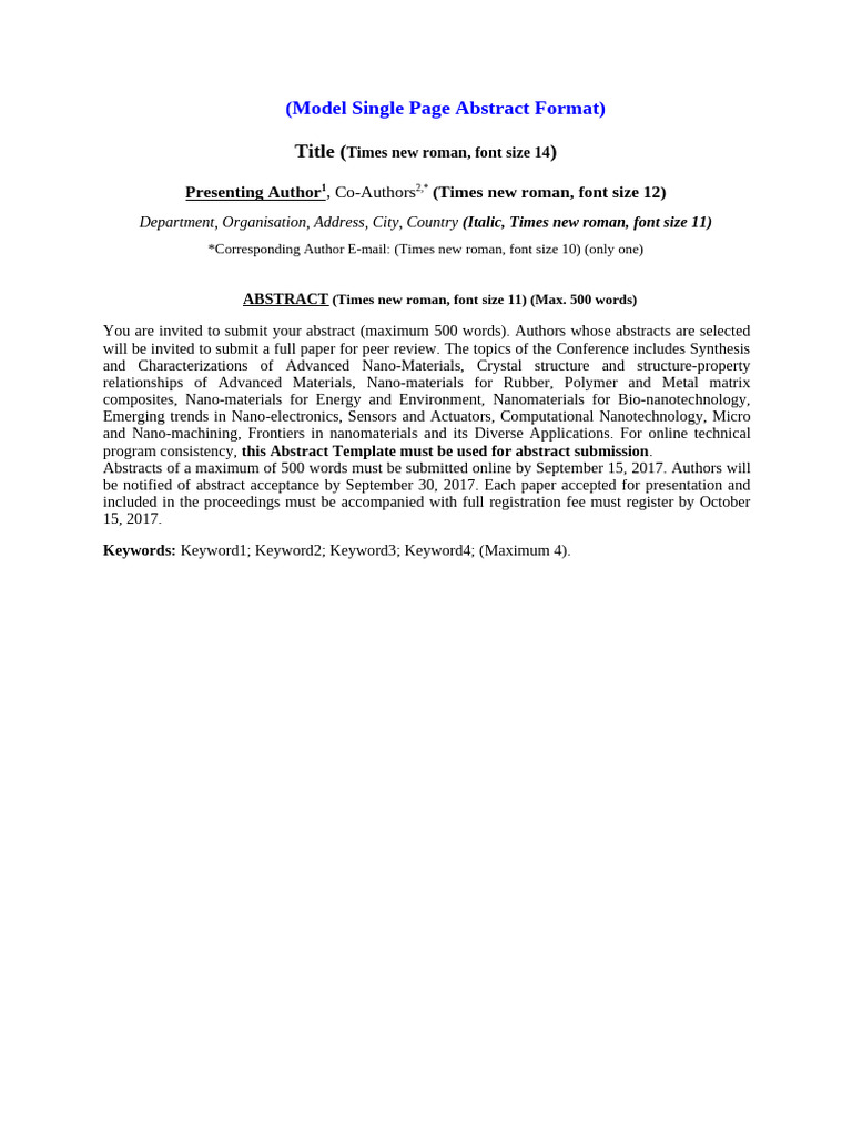 Abstract Submission Guidelines for Conference | PDF | Art