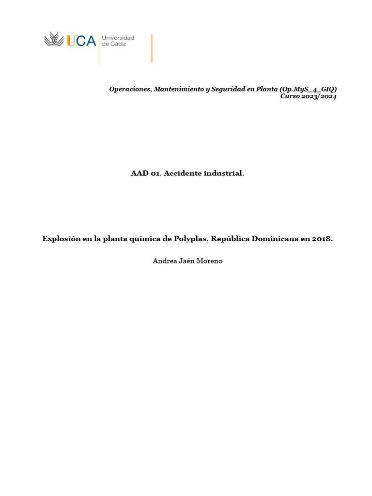 Explosión Polyplas 2018: Causas y Consecuencias | PDF | Gases ...