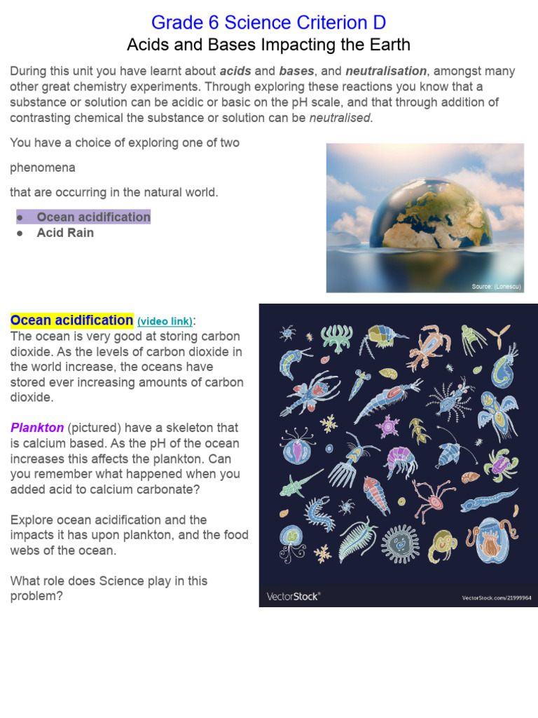 Hannahs Copy of Acid and Base MYP1 Criterion D | PDF | Ocean ...