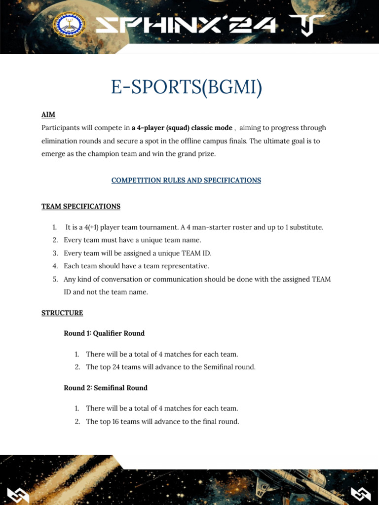 ESPORTS (BGMI) | PDF | Sports