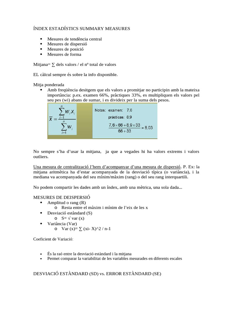 Estadística - Inefc Ub | PDF