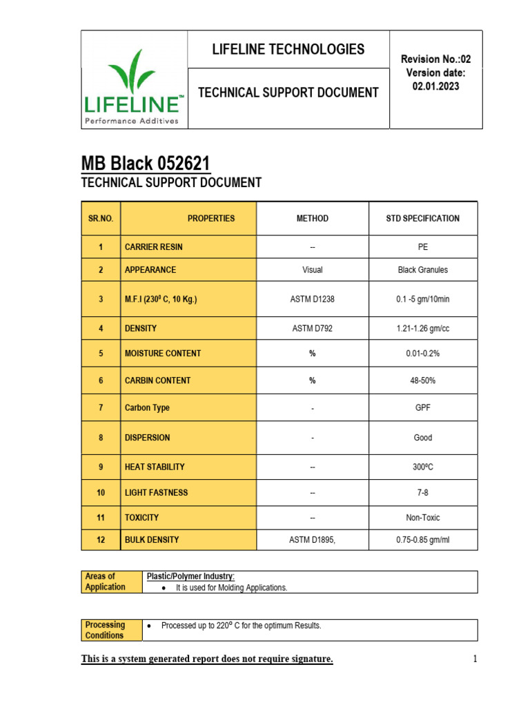 MB Black 052621- TDS (1) | PDF | Materials | Polymers