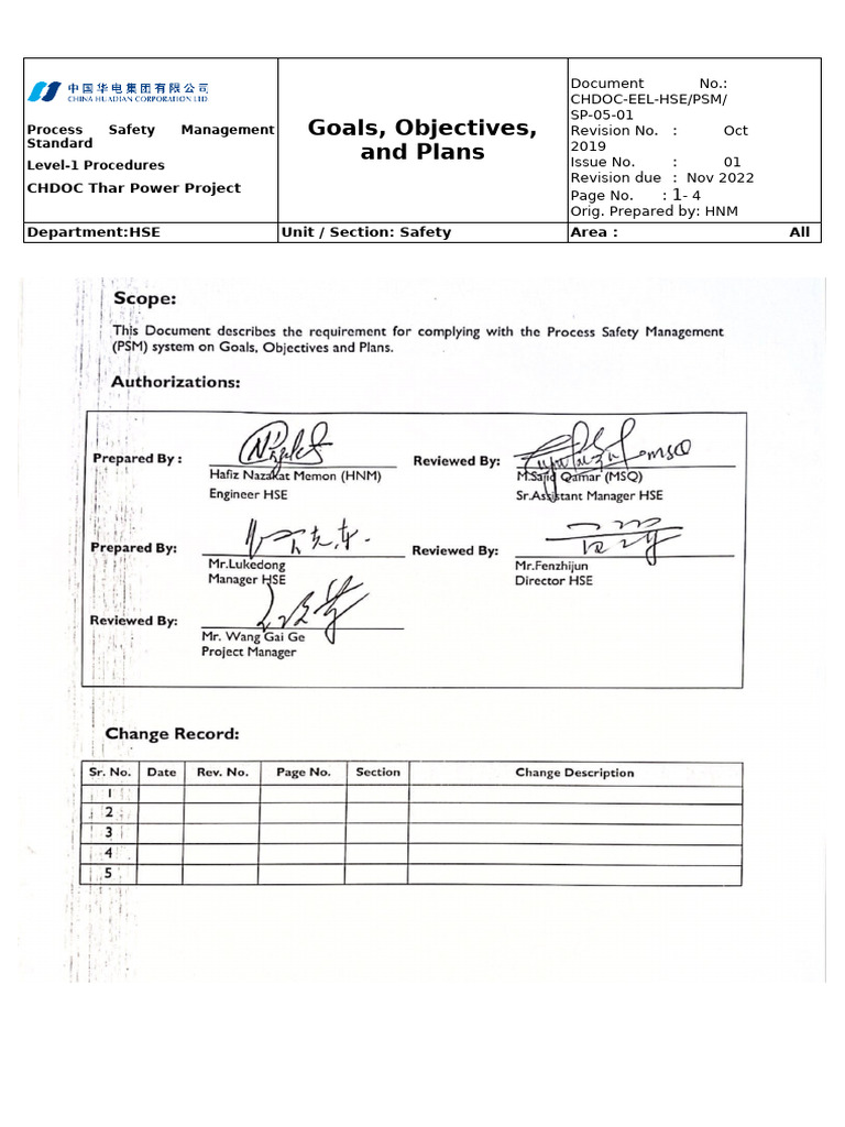 PSM 05 - Goals Objectives & Plan (Level 1 Document) | PDF | Performance ...