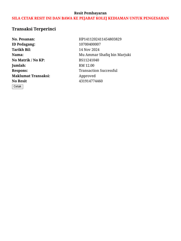 Epayment UTeM 20241114 | PDF