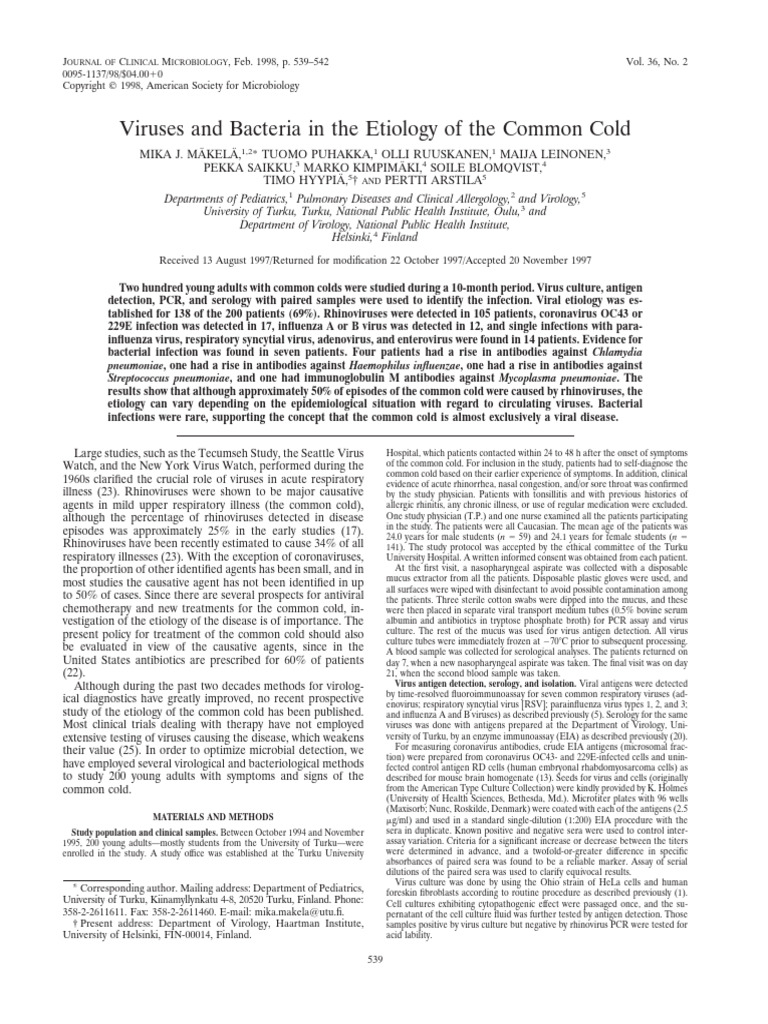 Common Causes of Common Cold | PDF | Common Cold | Pneumonia