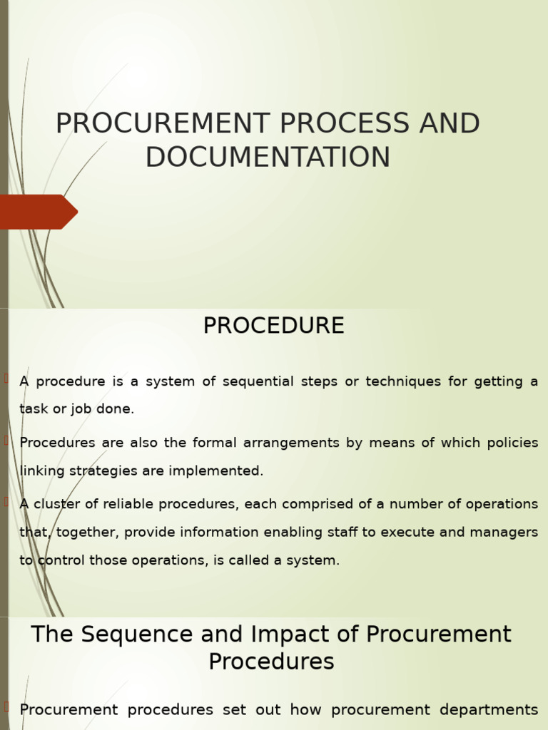 Procurement Process and Documentation Guide | PDF | Procurement | Prices