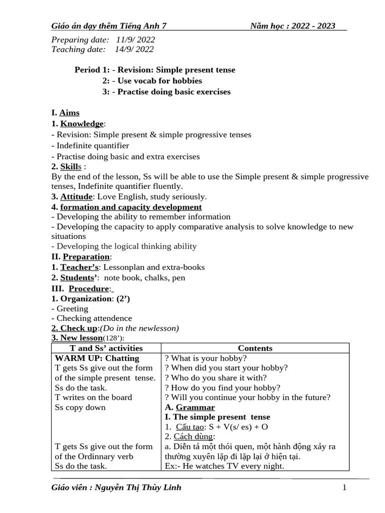 GS 7 - Giáo Án D y Thêm | PDF