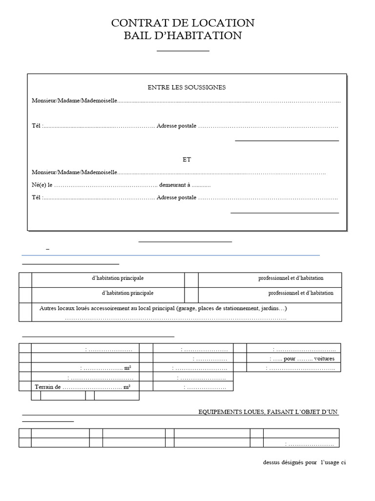 Modèle de contrat de location standard | PDF | Location | Logement